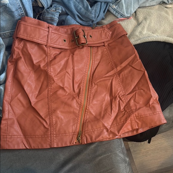 Free People | Skirts | Free People Womens Leather Mini Skirt In Rust ...